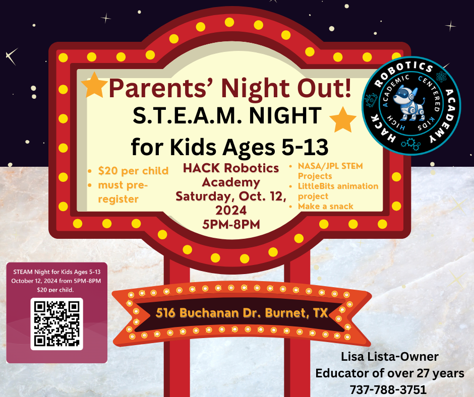 KIDS STEAM Night/PARENTS NIGHT OUT - Burnet Chamber of Commerce