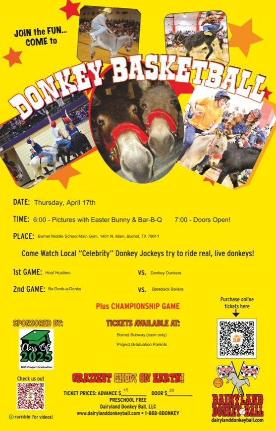 BHS Project Graduation Donkey Basketball - Burnet Chamber of Commerce