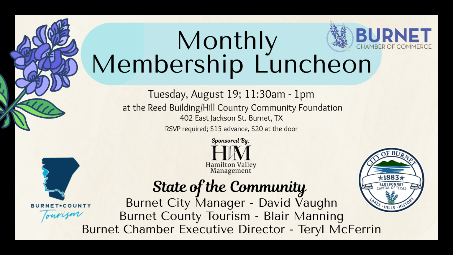 Monthly Membership Lunch - State of the Community - Burnet Chamber of ...